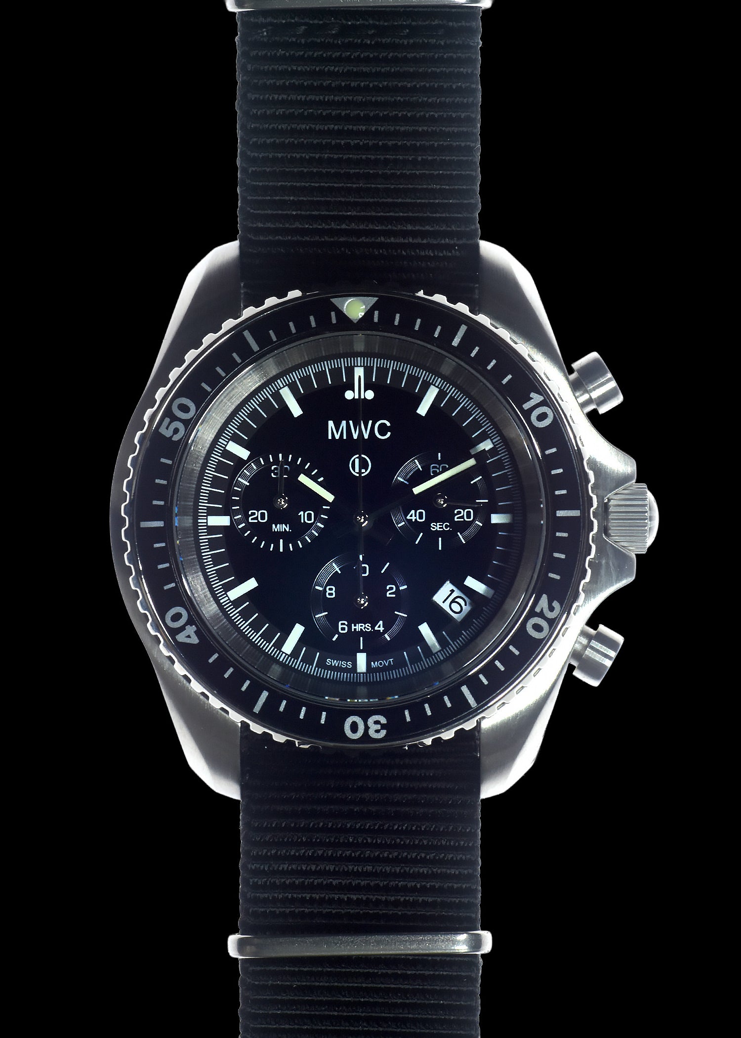 MWC NATO Pattern Stainless Steel Military Pilots Chronograph with Sapp